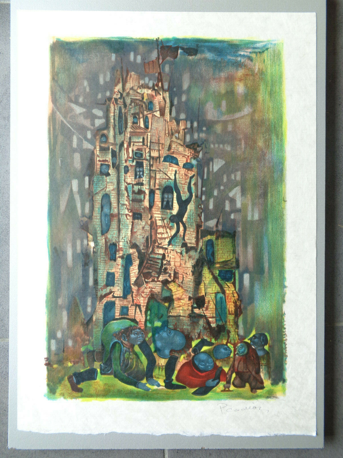 PIERRE CADIOU DE CONDE Estampe originale Lithographie signée sur Japon ...