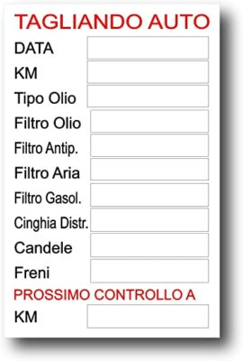 Tagliando Auto Cambio Olio Etichetta Adesivo Resistente | eBay
