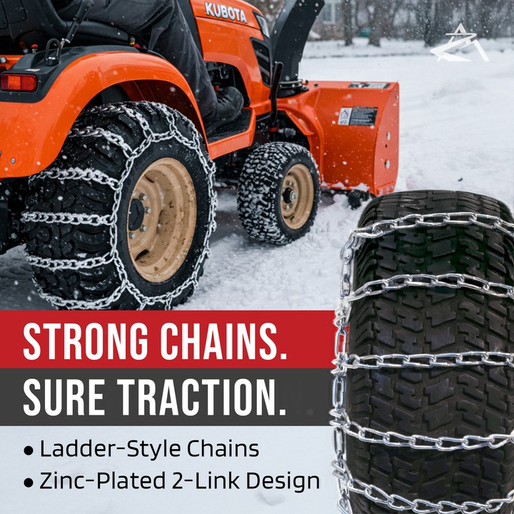 Pair of 2 Link Tire Chains 18x9.5x8, 18x8.5x10, 19x9.5x8 for Lawn Mower ...