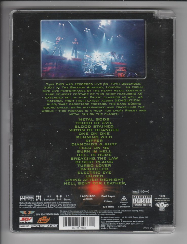 Judas Priest Live in London (2002) DVD | eBay