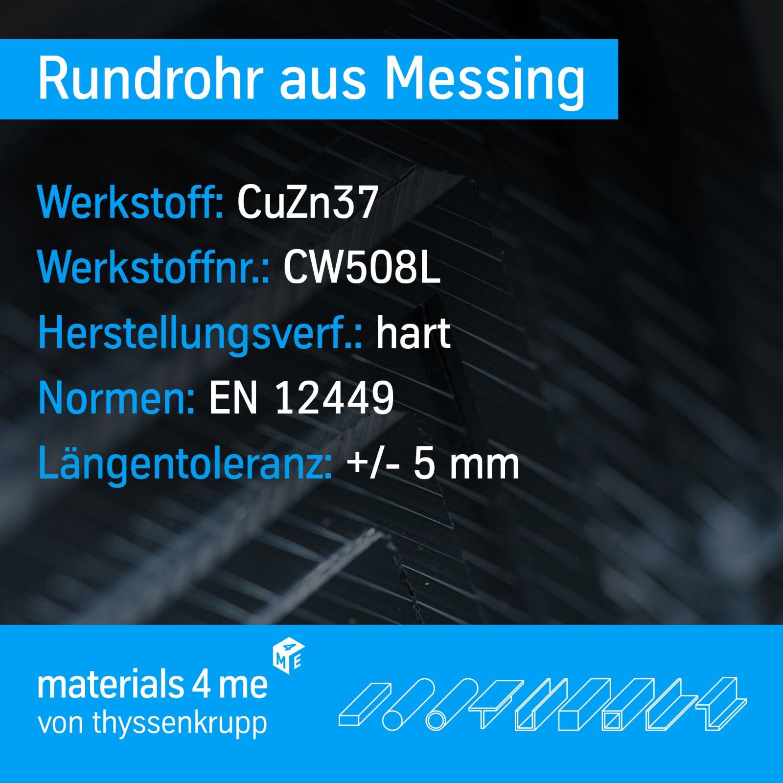 Rundrohr Messing Rohr Messingprofil CW508L CuZn37 thyssenkrupp | eBay.de