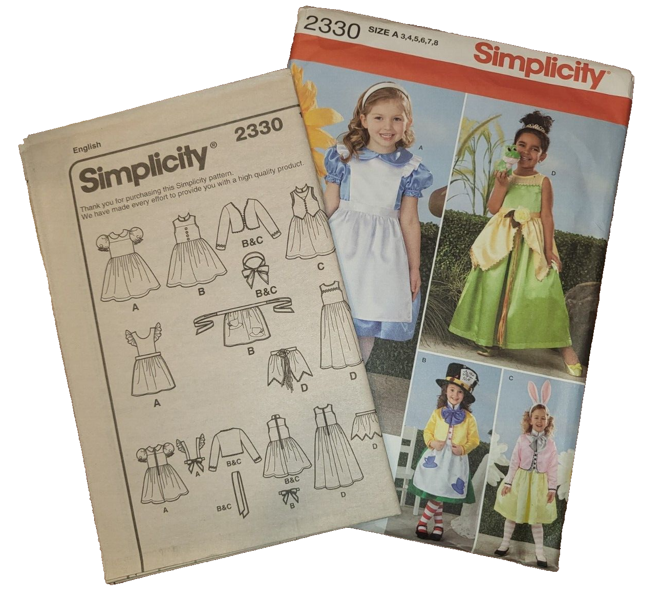 2010 simplicity Pattern 2330 Childs Alice in Wonderland Costumes Sz 3-8 ...