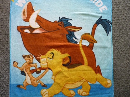 Vtg Disney Lion King Beach Pool Towel WALK ON THE WILD SIDE 50x27 Simba ...