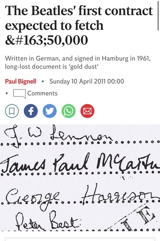 SIGNED Early BEATLES AUTOGRAPH Paper 1960 Or 1961 Lennon McCartney Rare ...