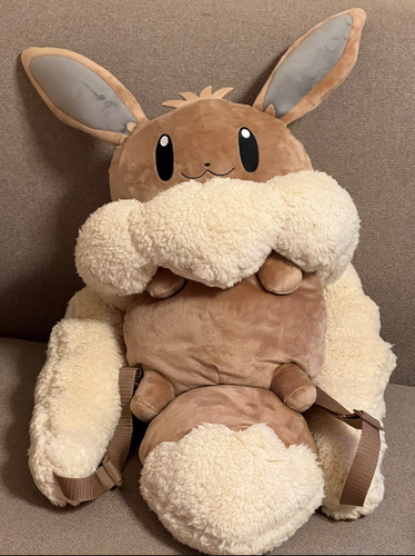 Pokemon Center Eevee Fluffy Plush Button Penny Backpack Rucksack Japan ...