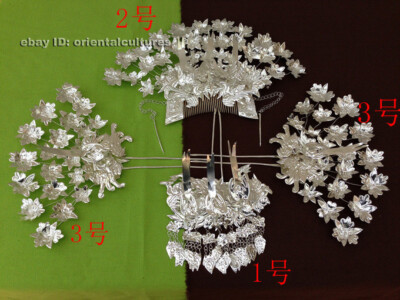 Hair Accessories tribal handmade miao silver birds flower comb ...