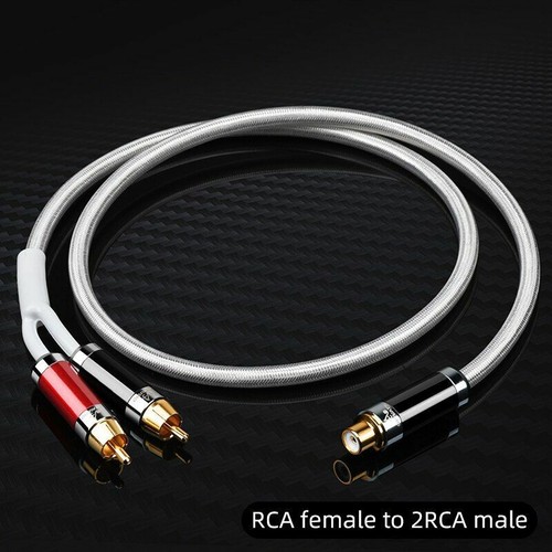 Hifi RCA to 2RCA Cable Hi-End Copper and Silver One Sub-2 Splitter Y ...