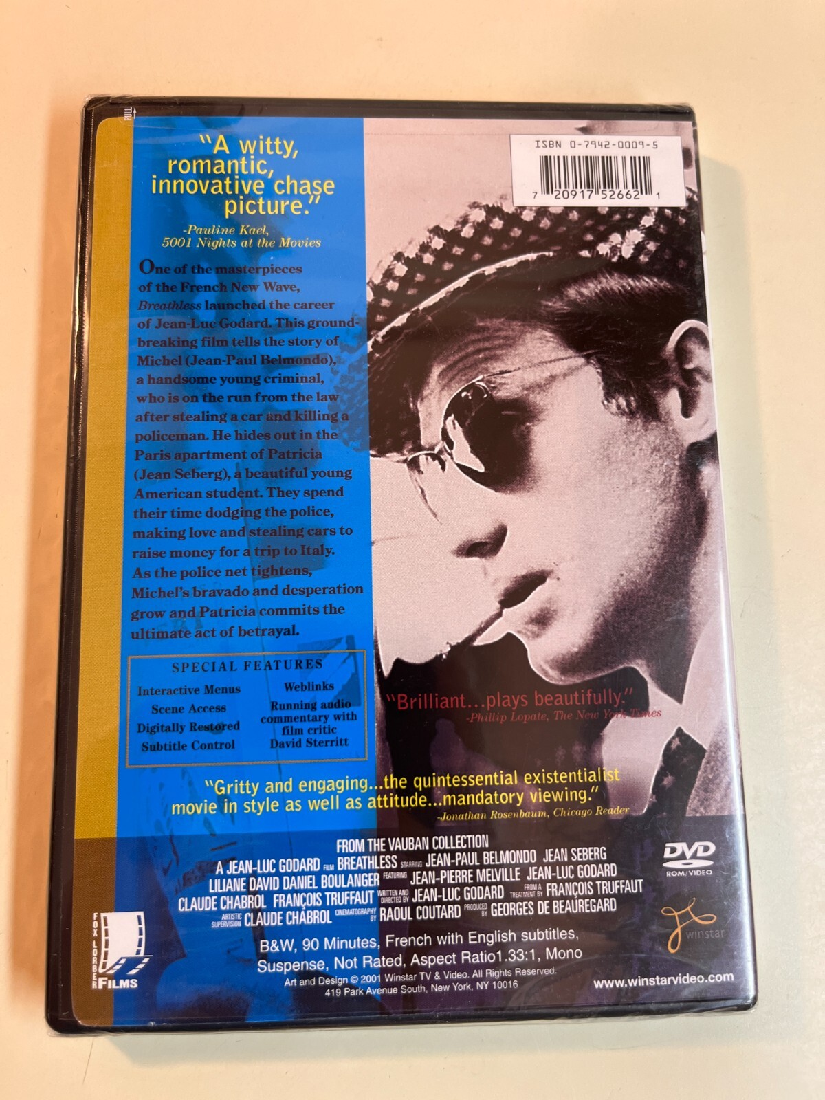 Breathless DVD, Jean-Luc Godard, Jean Seberg, French, English Subtitles ...