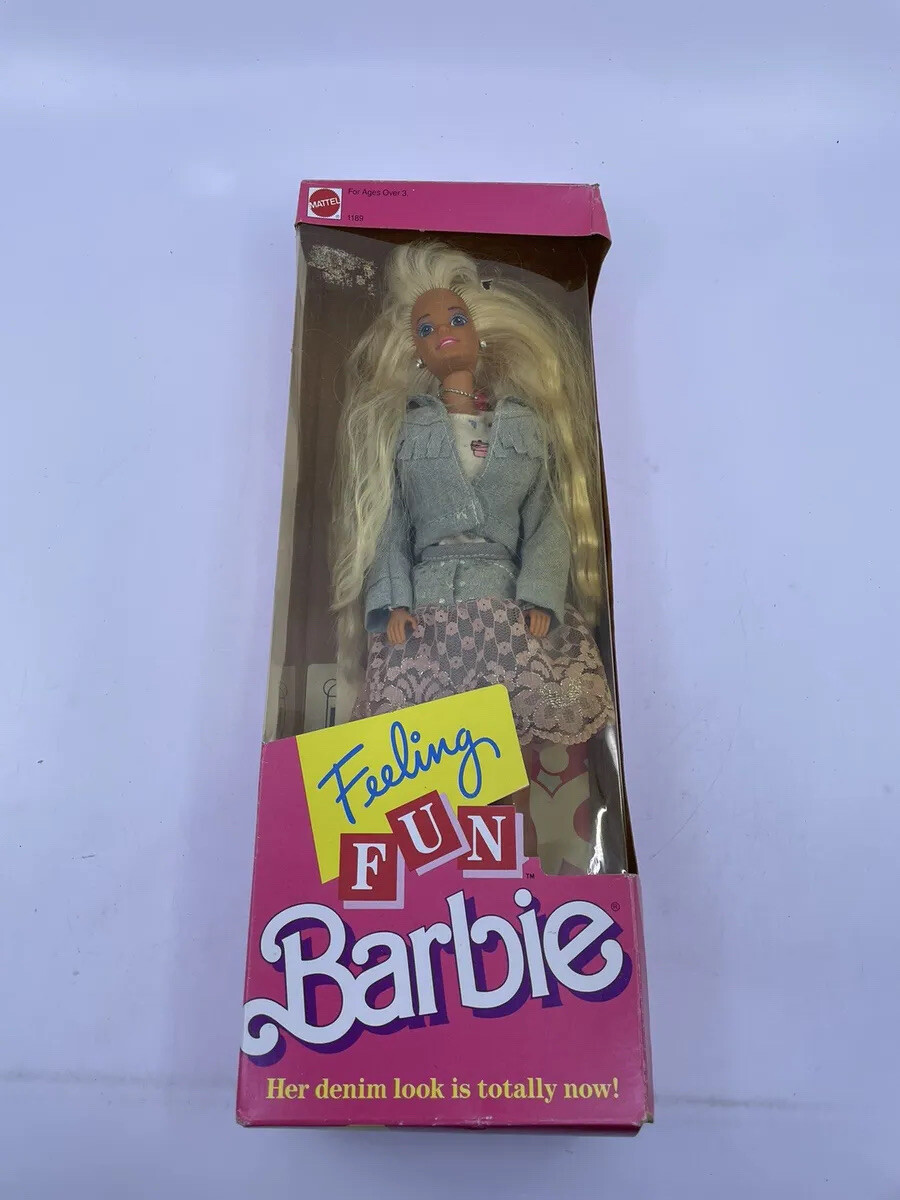 Vintage 1988 Barbie “Feeling Fun” Doll Denim & Lace Missing Shoes | eBay