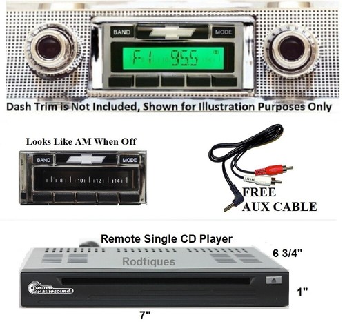 1957 Chevy Car Radio + CD Player--Play iPod w/ AUX Cable + USB Car ...
