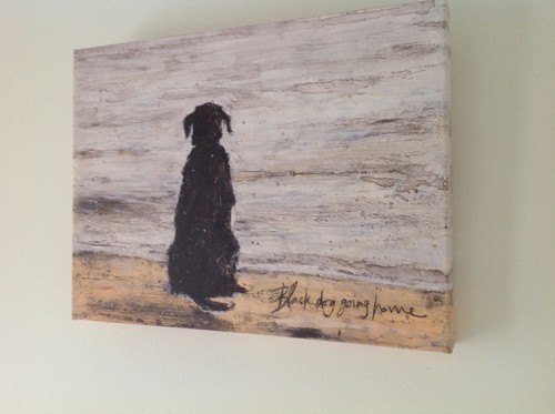 Sam Toft Black Dog Going Home Canvas Print 30x40cm for sale online ...