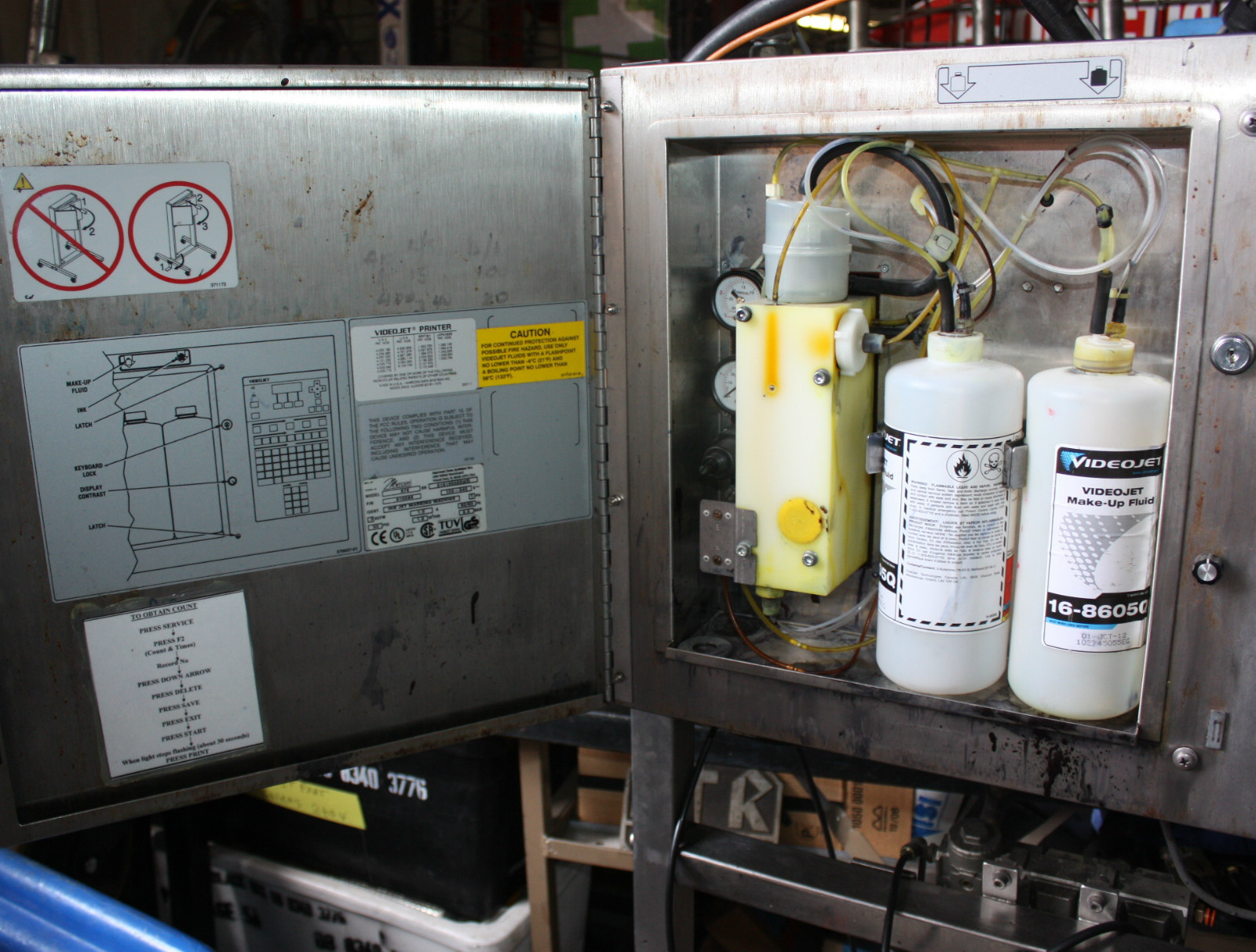 Videojet 37E ink jet product coder printer on stainless stand with ...