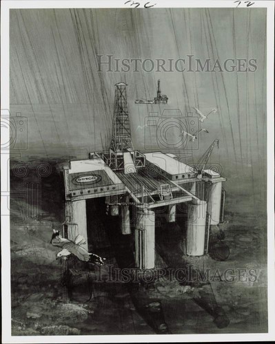 1970 Press Photo Oil Rig Ocean Prospector Design Drawing by ODECO ...
