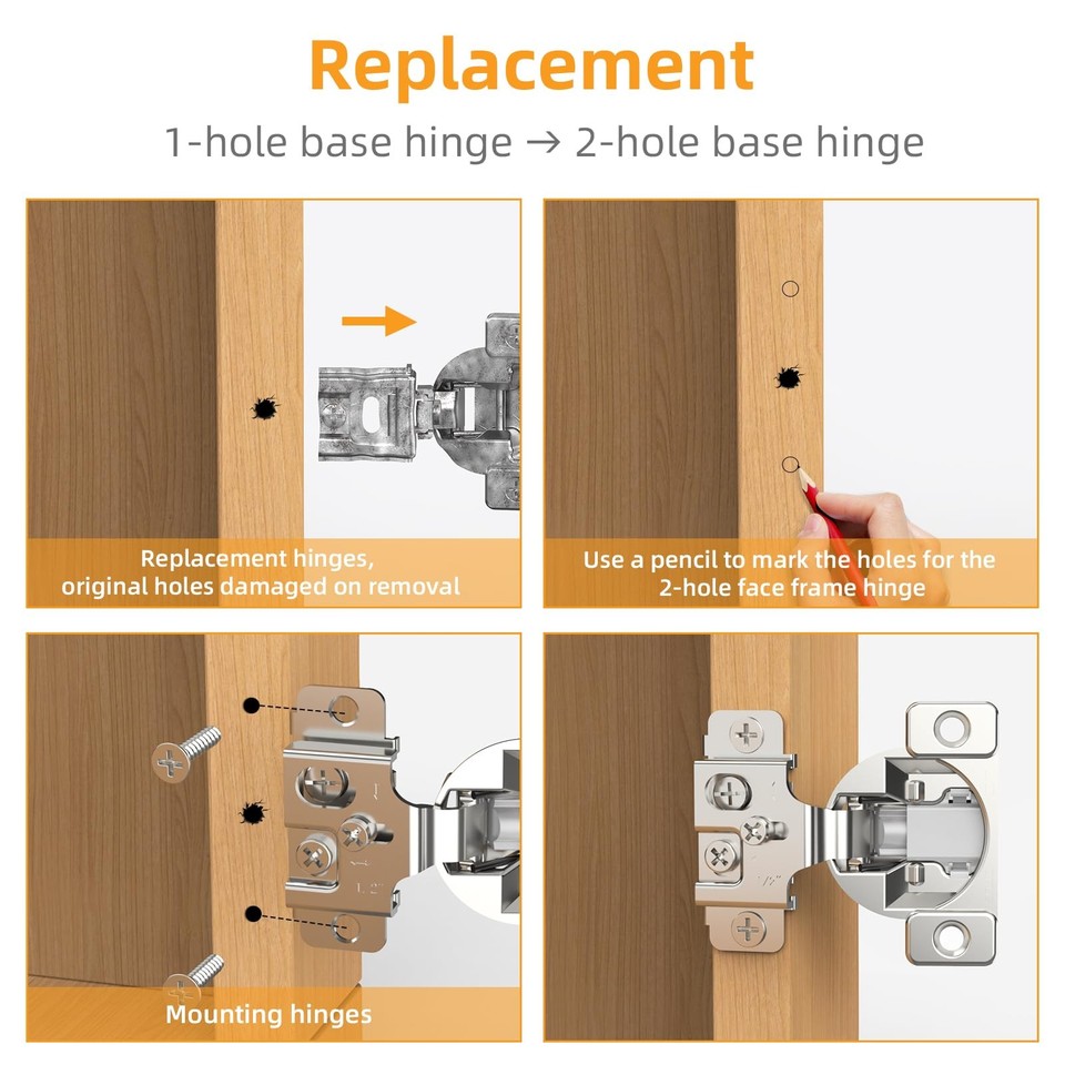 10 Pack 1/2" Overlay 3D Soft Close Concealed Hinge, Face Frame Door ...
