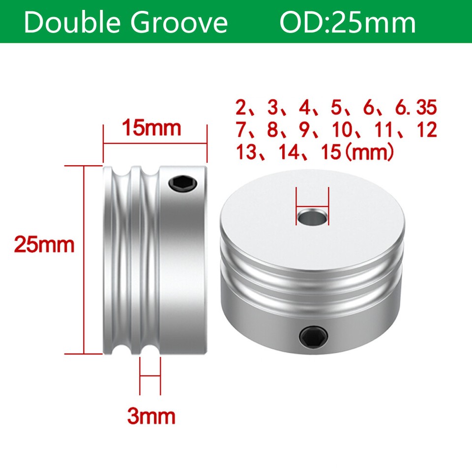U Grooved Pulley PU Round Belt Pulleys Aluminum Groove Width 3mm OD 15 ...