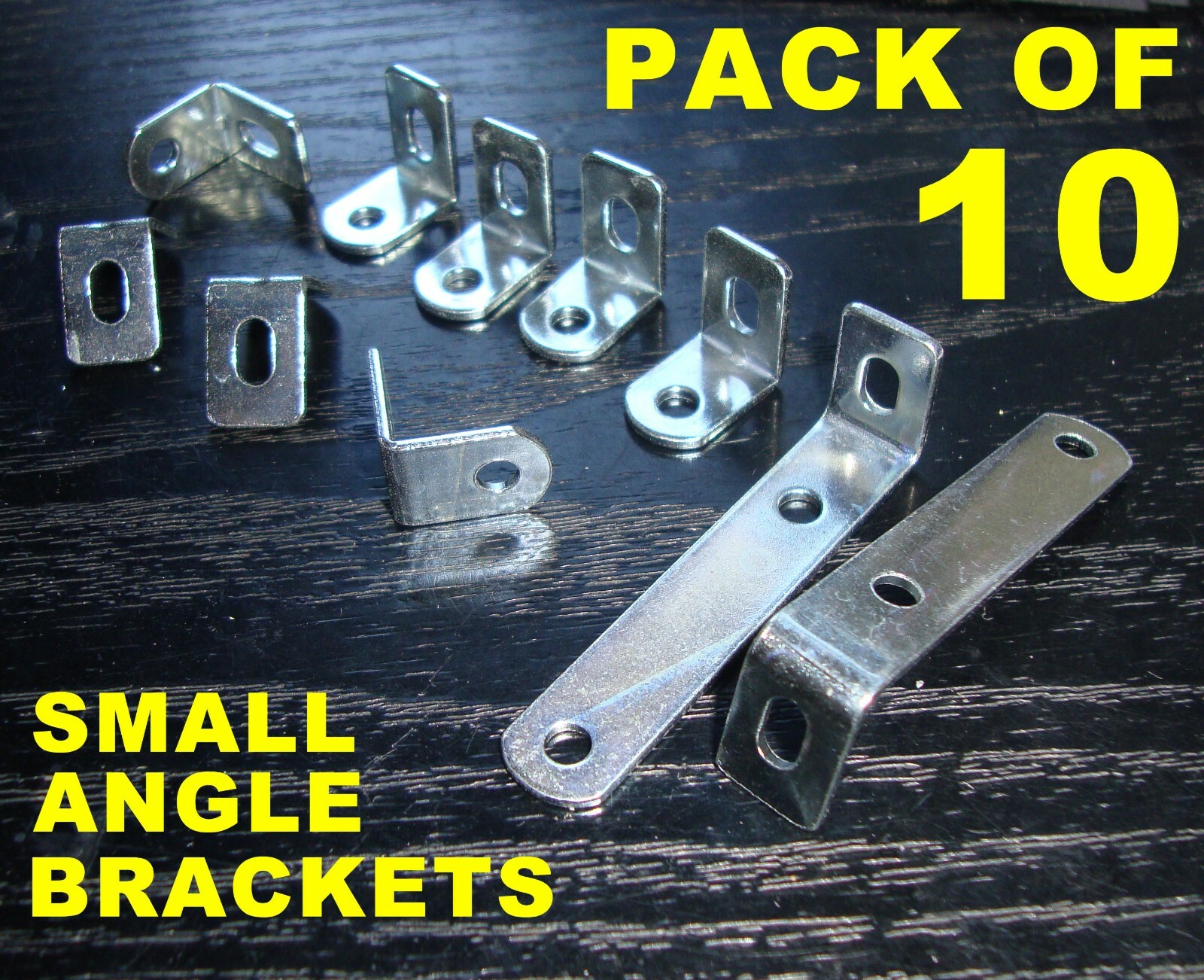 PACK OF 10 (2 types) Small RIGHT ANGLE BRACKETS Steel for case, cabinet ...