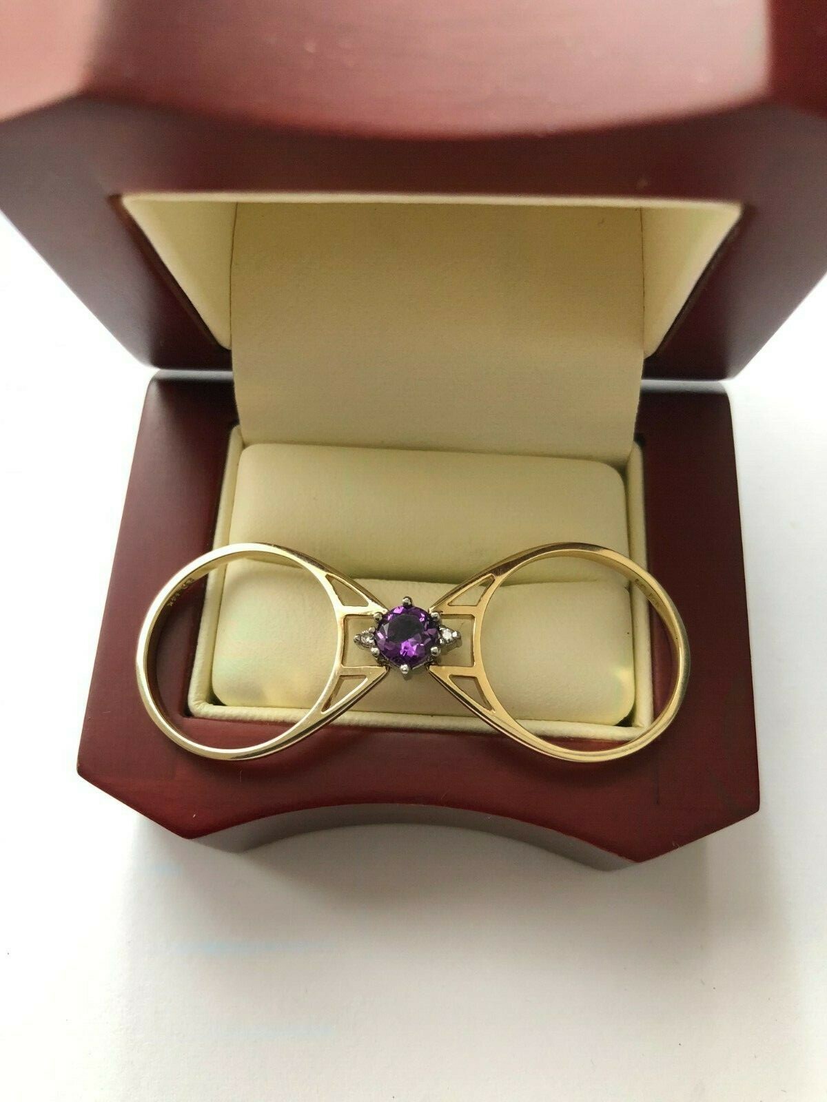 14kt Yellow Gold Handmade Reversible Flip Ring with Amethyst & Diamonds ...