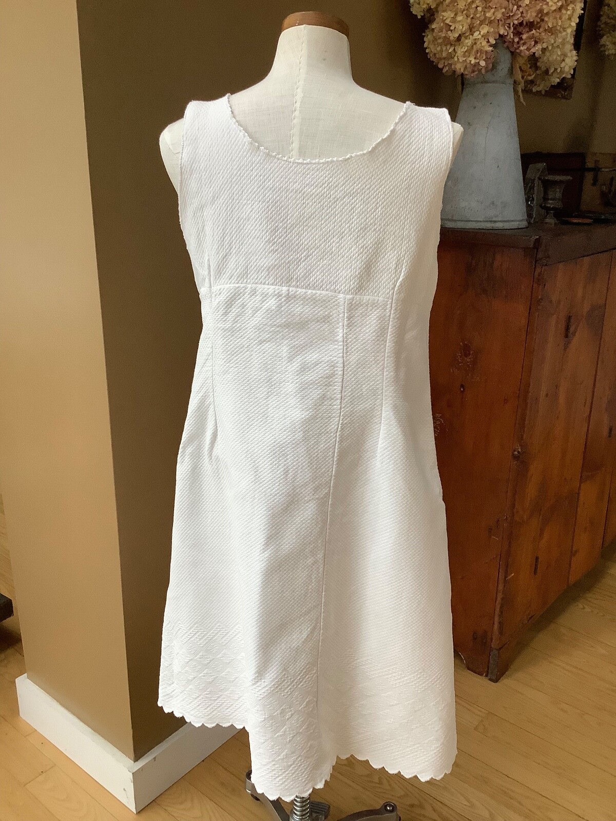 Antique Vintage French Cotton Pique Night Dressing Gown Slip Smock ...