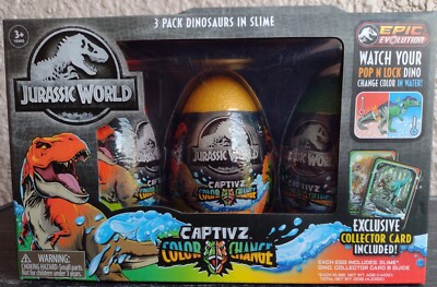 3 Pack Jurassic World Captivz Color Change Dinos in Slime Eggs | eBay