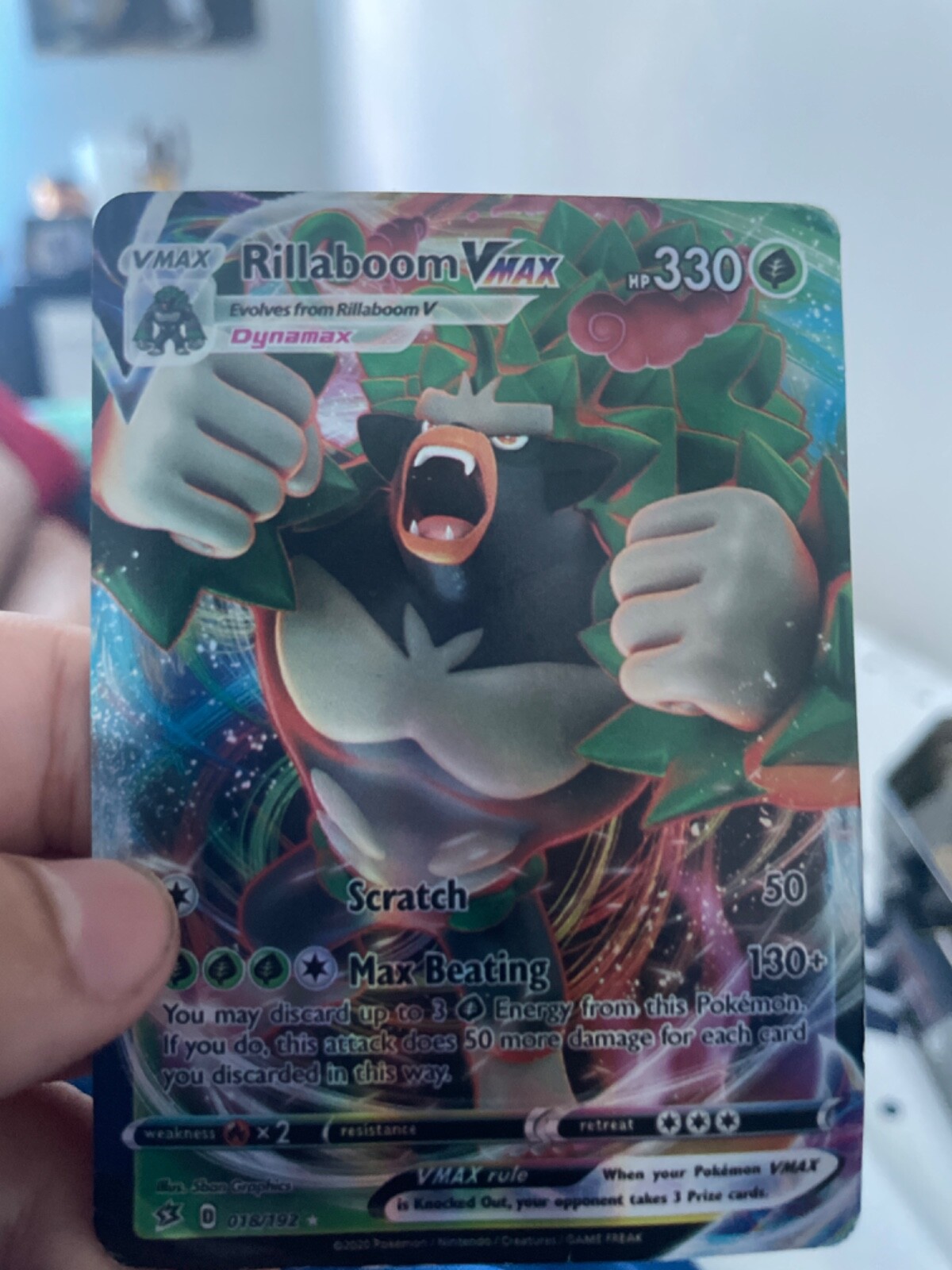 Rillaboom VMAX 018/192 - Rebel Clash - Ultra Rare Holo Pokemon Card ...