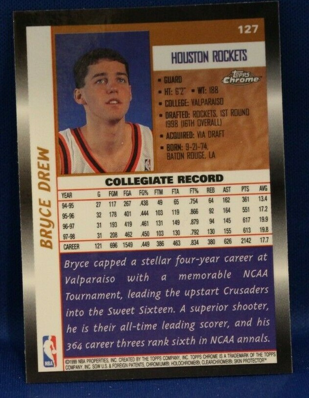 1998-99 Topps Chrome Houston Rockets Basketball Card #127 Bryce Drew | eBay