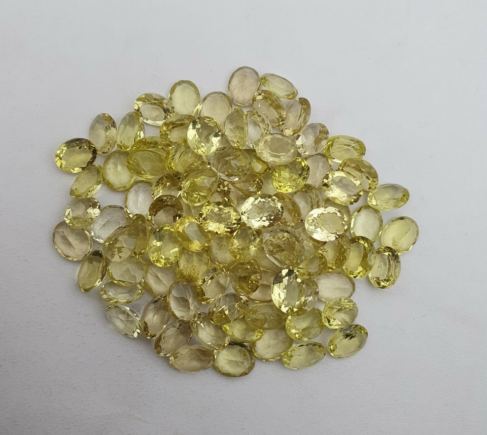 Natural Lemon Quartz Oval Cut Loose Gemstone Lot 45 Pcs 8x10 MM 100 CT ...