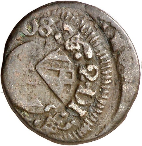 1708 Spain Carlos III Ardite Overstruck on 1648 Luis XIV Ardite Copper ...