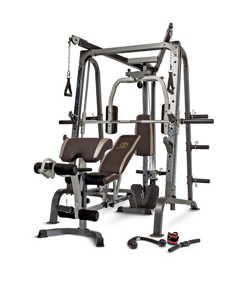 Marcy Home Gym Smith Cage System MD-9010G Weight Training Circuit Combo ...