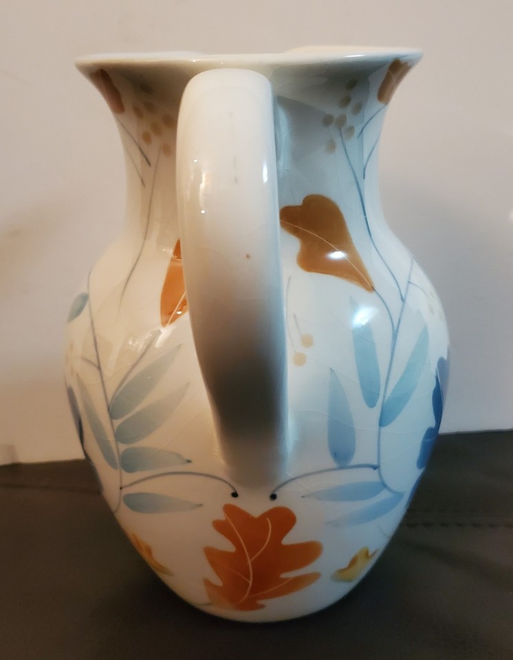 Teleflora Gift Ceramic Pitcher/Vase Autumn Fall Leaves 8" Tall | eBay