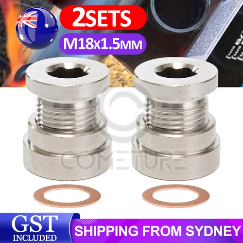 2 SETS O2 Oxygen Sensor Bung Weld On w/Plug & Washer M18x1.5mm AU ...