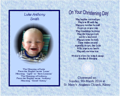 Christening Naming Day Gift Personalised Name Meaning Print w. Photo ...