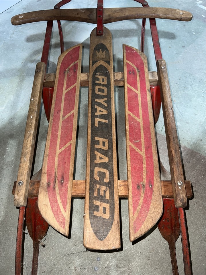 Vintage Large Royal Racer Wooden Sled 1950 Crown Logo. Very Good ...
