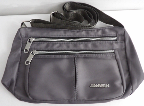 JINGPIN JING PIN NYLON SHOULDER CROSSBODY BAG PURSE TRAVEL GRAY ZIPPER ...