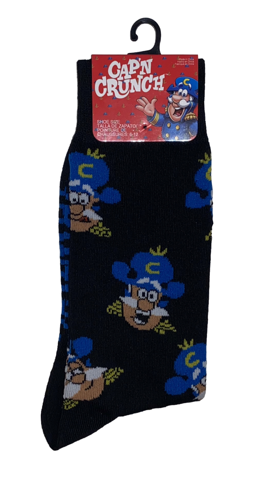 Cap’n Crunch Crew Socks 1 Pair Men's 6-12 Black Blue w Logo Cereal ...