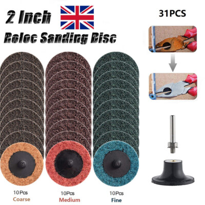 31Pc 2"Roll Lock Quick Change Disc 50mm Type R Roloc Sanding Pad for ...