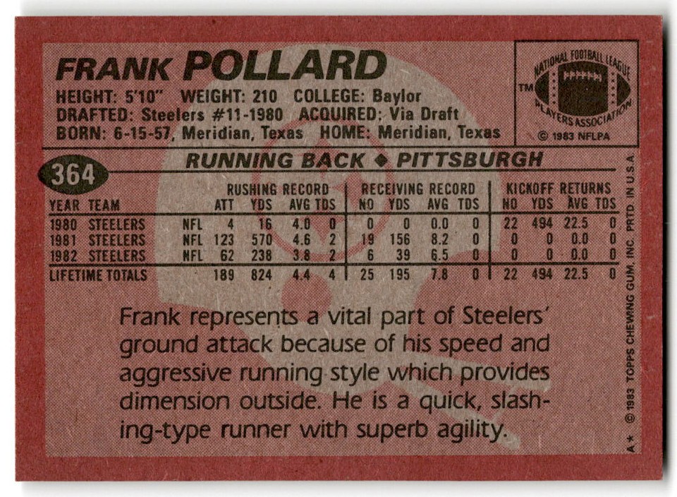 1983 Topps #364 Frank Pollard | eBay