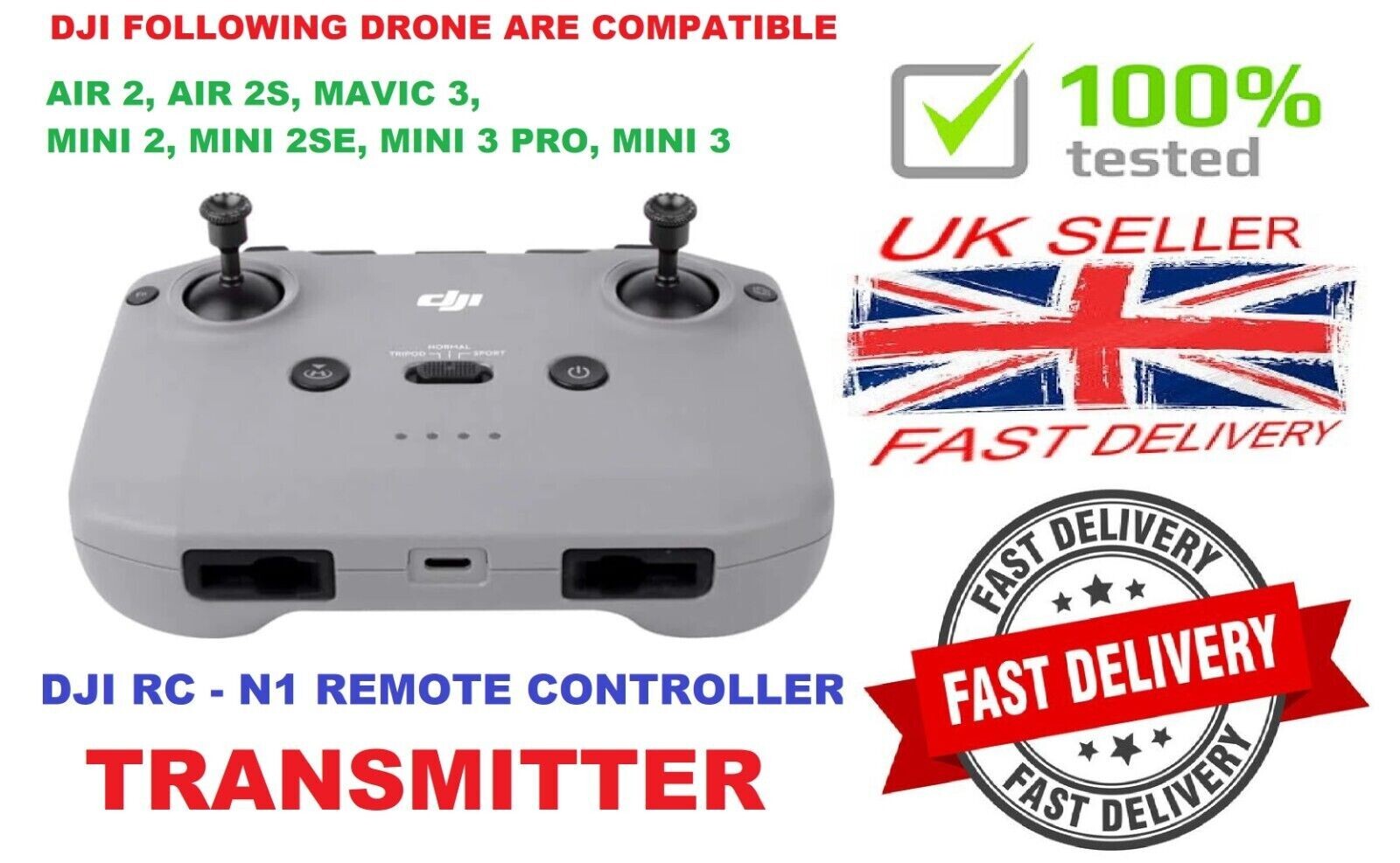 Remote Controller DJI Drone RC-N1 Control Air 2S, Mini 2 / 3 Pro, Mavic ...