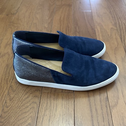 Birdies Blue & Silver Glitter Slip-On Shoes - Velvet Slippers Loafers ...