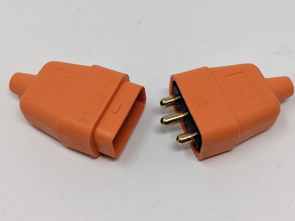 Orange Flex Cable Wire Plug Socket Extension Lead Connector RCD Mower ...