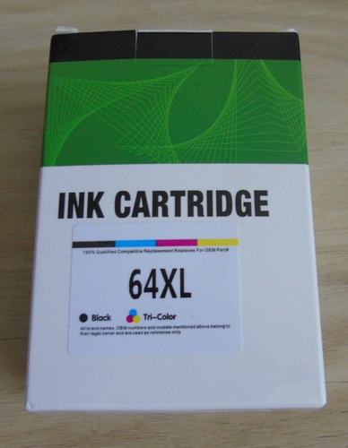 1 Black & 1 Tri Color (3 Color) Ink Cartridges 64XL HP Printer NEW ...