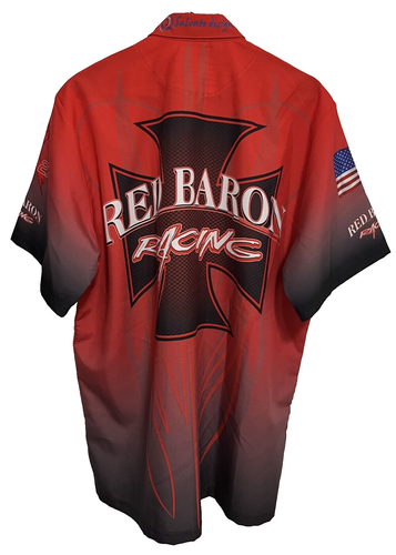 RED BARON Racing USA Men Red Short Sleeve Snap Button Shirt XL Salvato ...