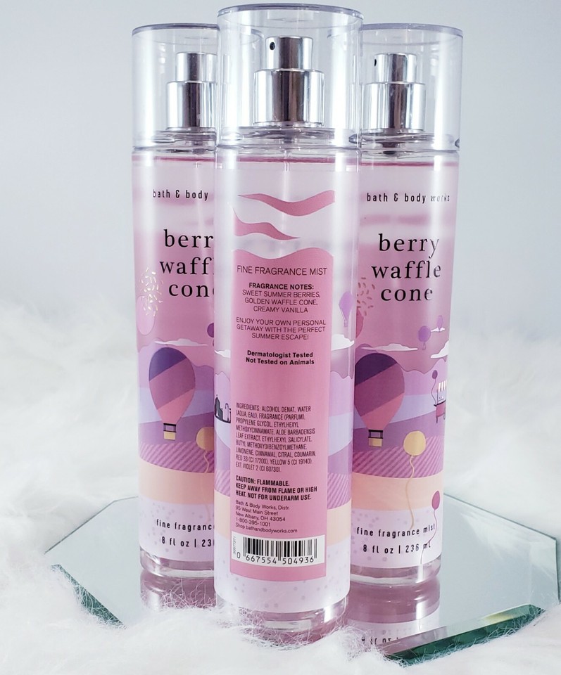 BATH & BODY WORKS BERRY WAFFLE CONE FINE FRAGRANCE MIST SPRAY 8 oz LOT ...