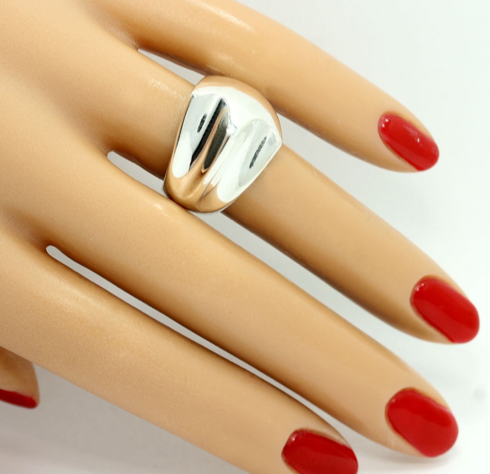 Sterling Silver Recessed Sculpted Wave Open Back Ring Size 6.25 | eBay