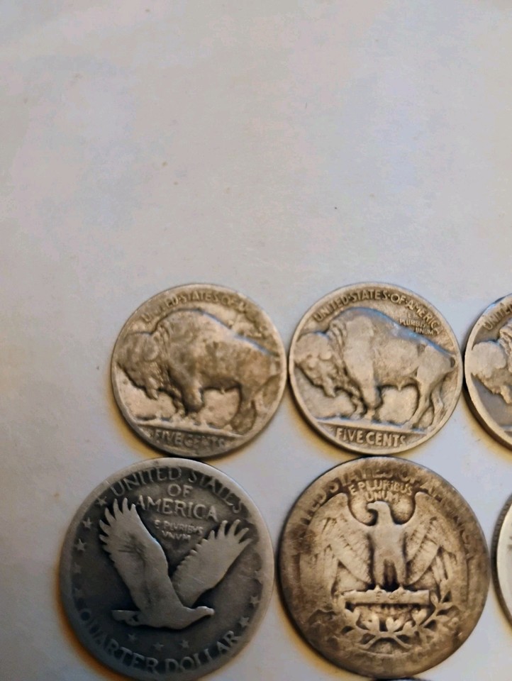 Undated-1943 Silver Quarters & Buffalo Nickel, Standing Liberty "8qty ...