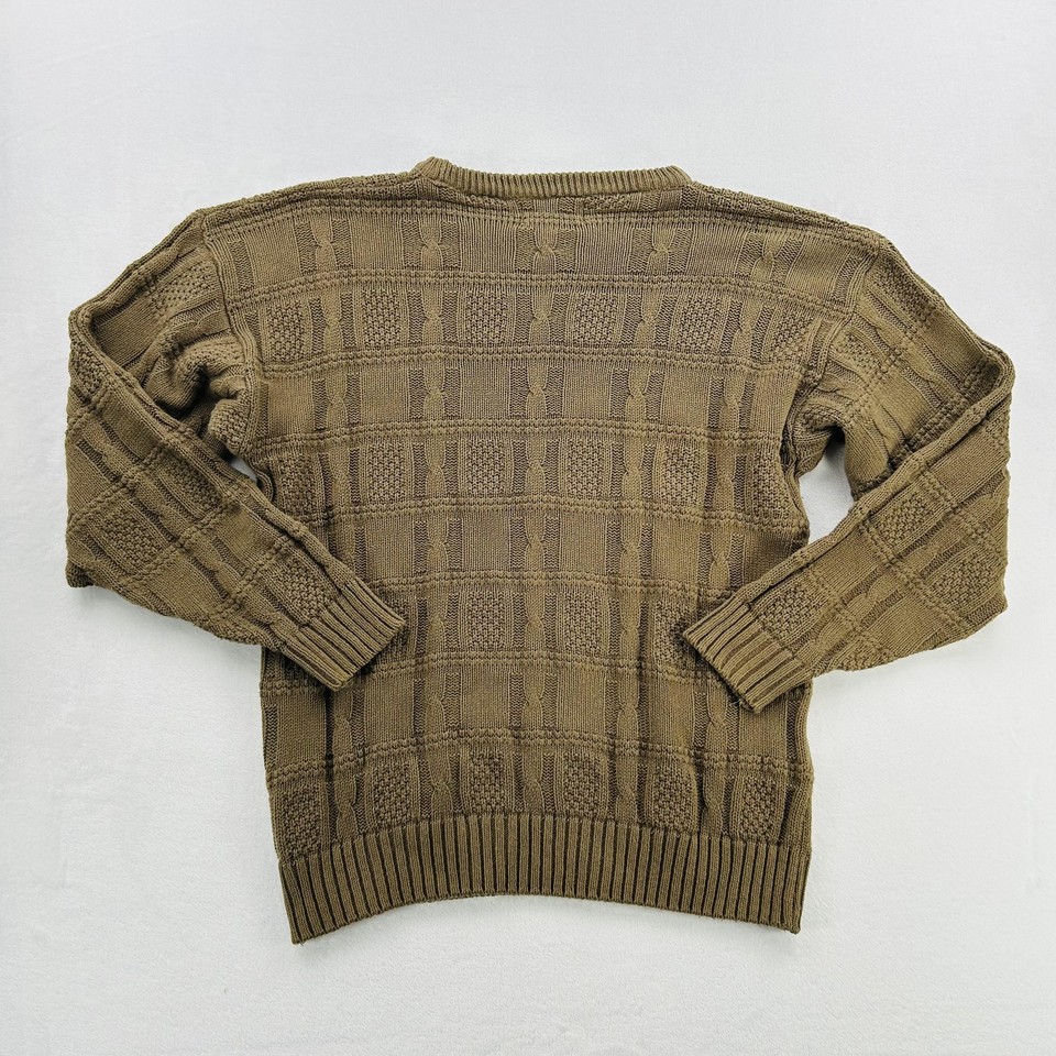 Vintage Christian Dior Sweater Mens Large Olive Cable Knit Crewneck ...