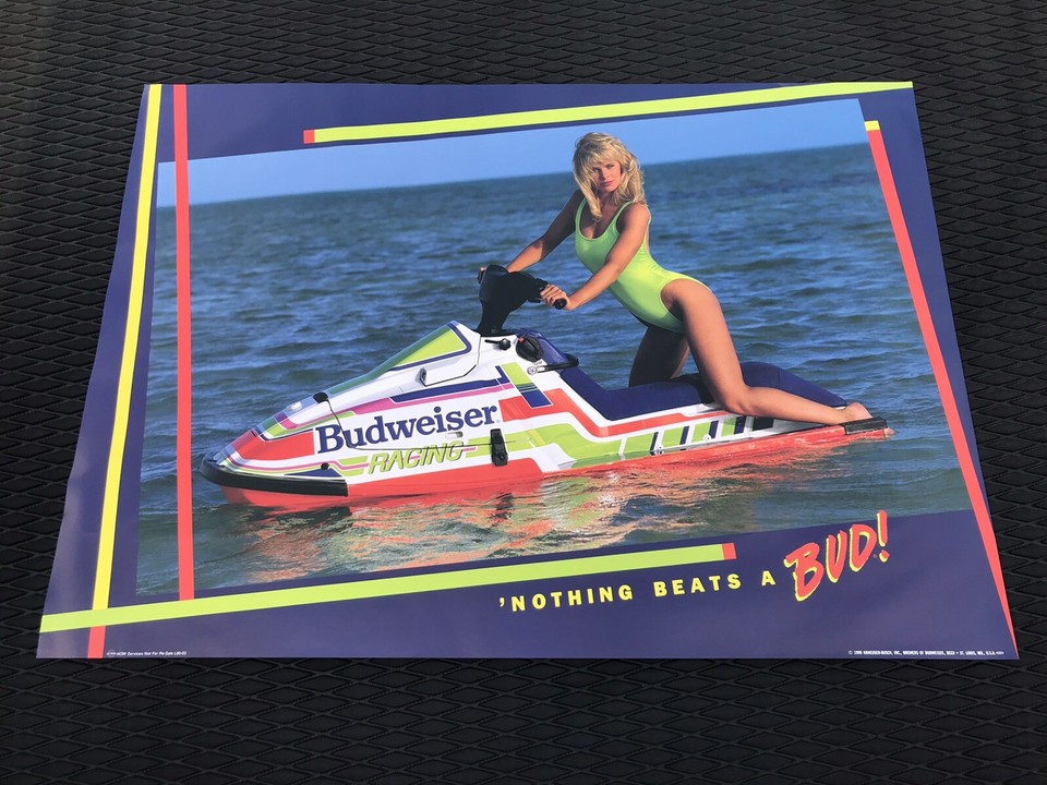 Vintage Kawasaki Jetski BUDWEISER X2 Poster New! jet ski x2 1990 Rare ...