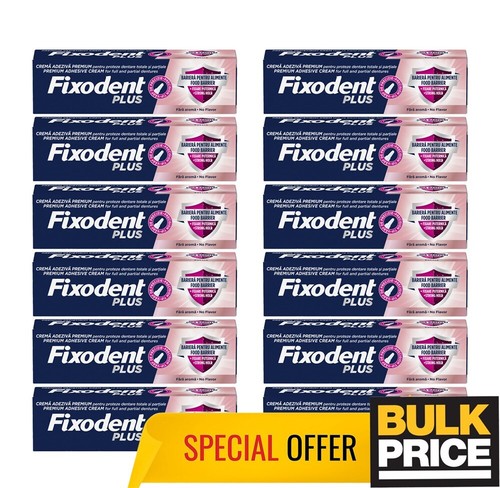 Fixodent Plus Neutre Denture Adhésif Crème Fort Tenu 40g 12-Pack ...