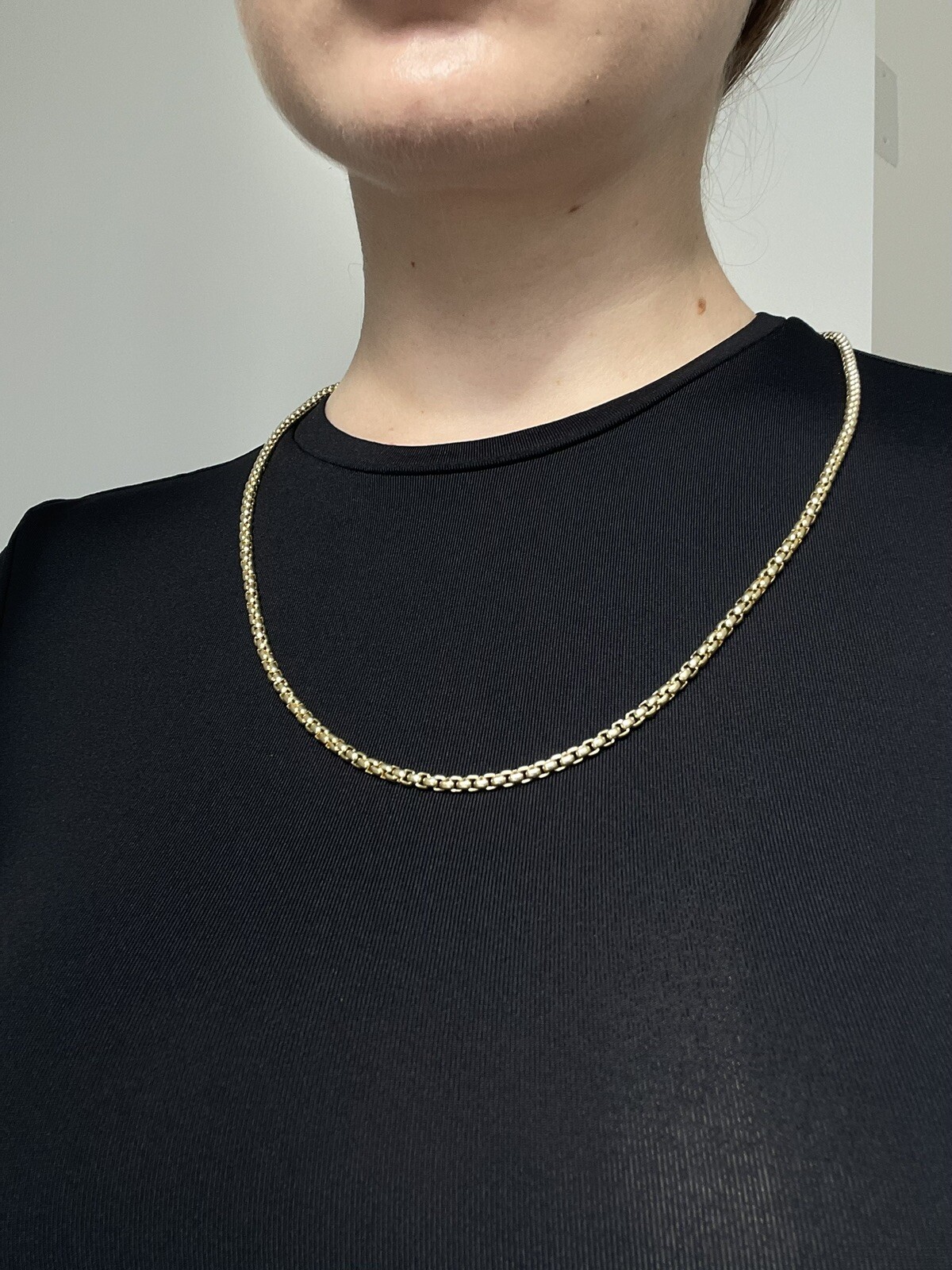 Round Box Chain, 14k Gold Box Chain, SOLID Necklace, 3.5mm 24” 40.11 ...