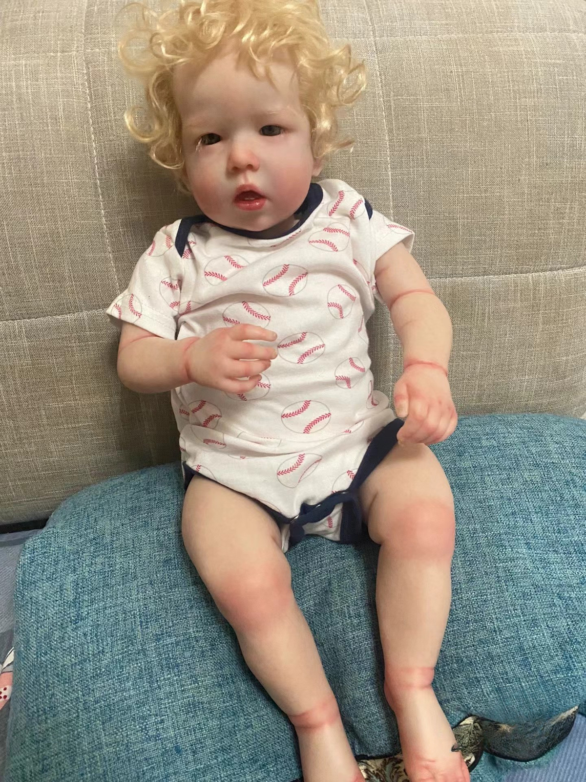 28" Reborn Baby Doll Toddler Boy Liam Hand-Rooted Curly Hair Realistic ...