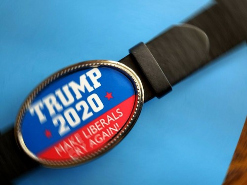 TRUMP Epoxy Belt Buckle - MAKE LIBERALS CRY AGAIN !& Black Bonded ...